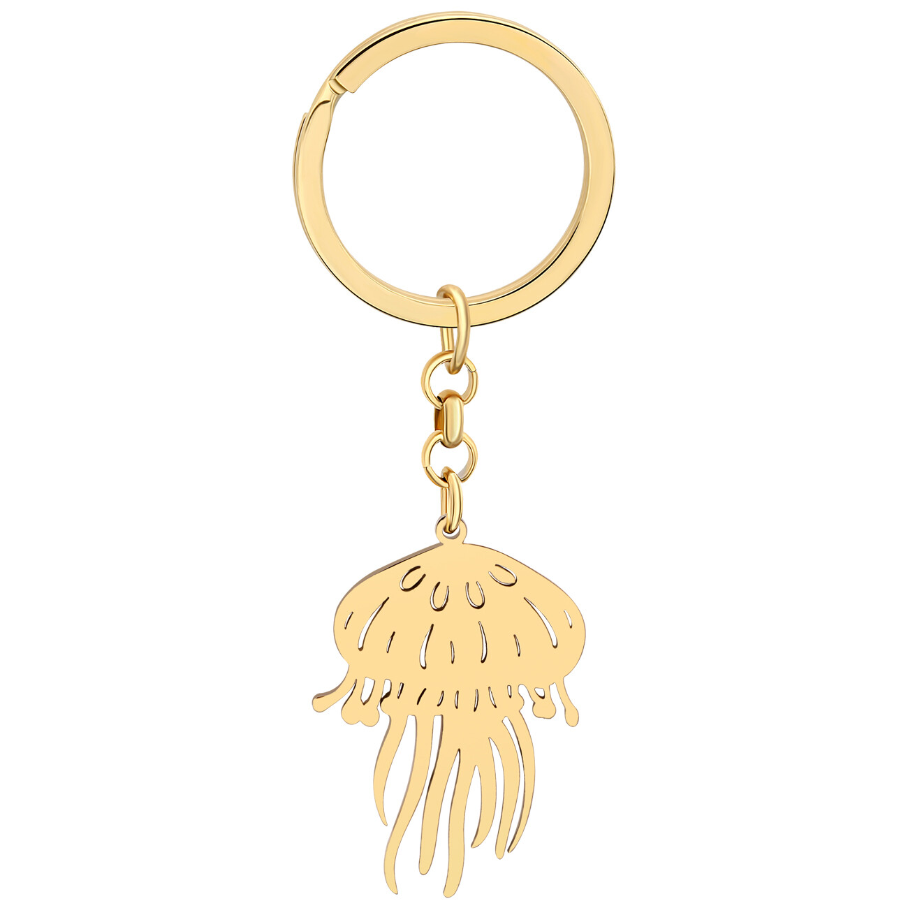 Stainless Steel Silver Plated Cute Jellyfish Keychains Key Ring Sea ...