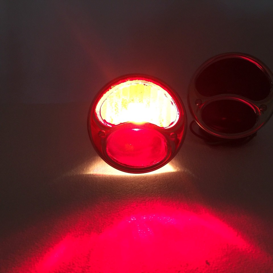 6 VOLT 1928-31 Ford Model A Tail Lights- Ribbed Lens, BLACK - S/S Bezel ...