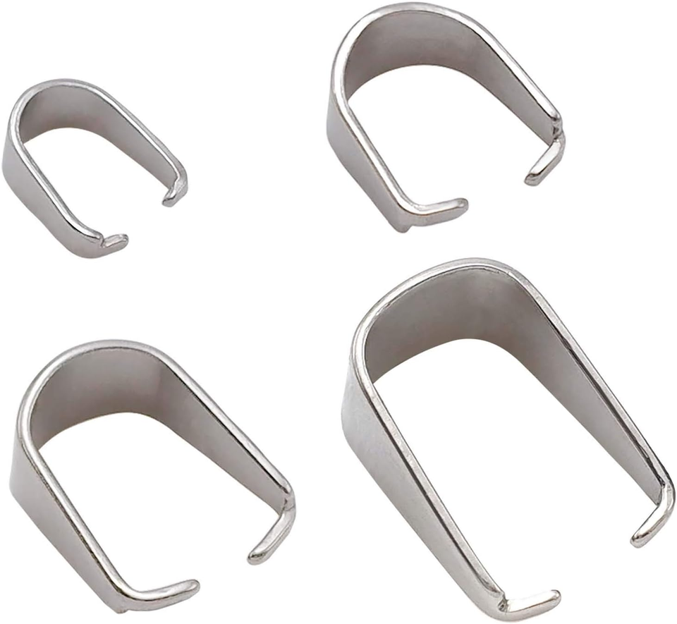 200PCS 304 Stainless Steel Pinch Bails for Pendant Charms, Snap Open ...