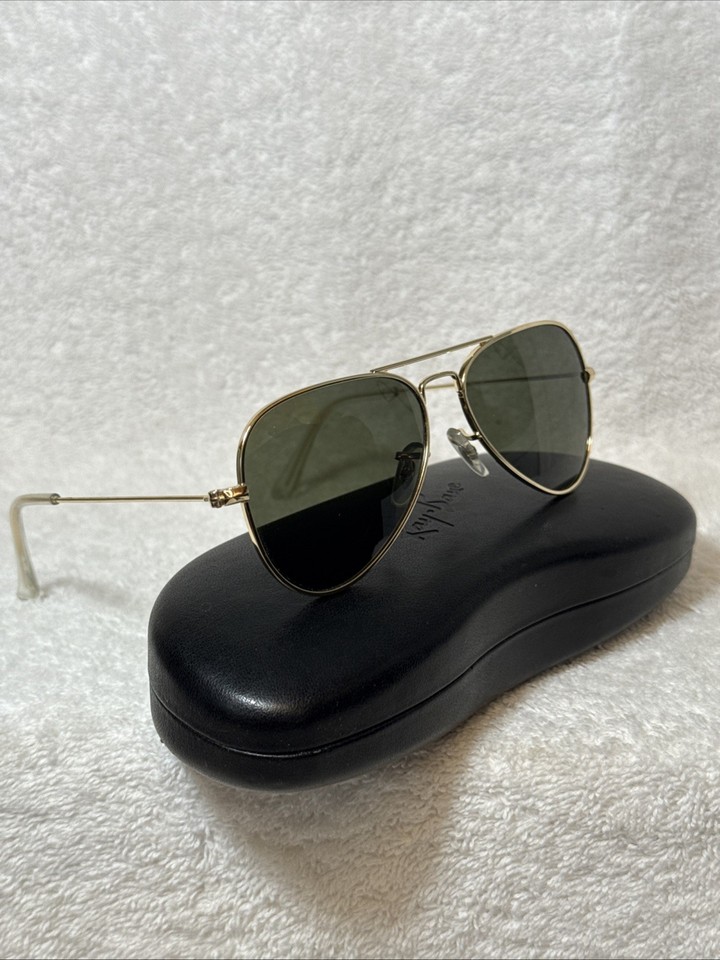 Ray Ban Small Metal Aviator Sunglasses RB 3024 52-14-135 Gold Frames ...