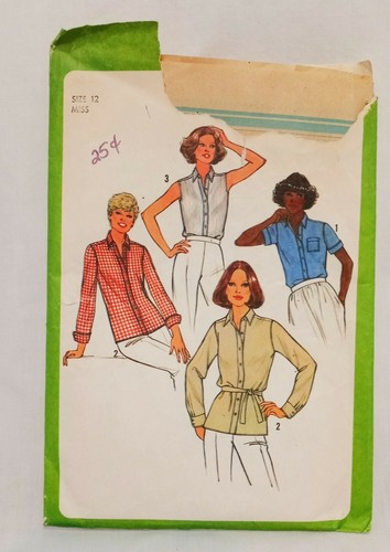 Misses Shirt and Tall Misses Size 12 Simplicity 8861 1978 2 Lengths ...