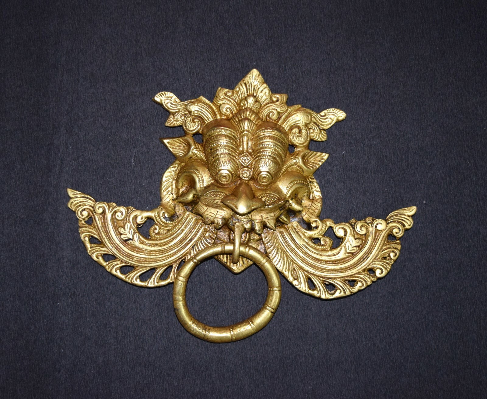 Brass Yali Knocker Creature Face Design Mythology Theme Outdoor Bell ...