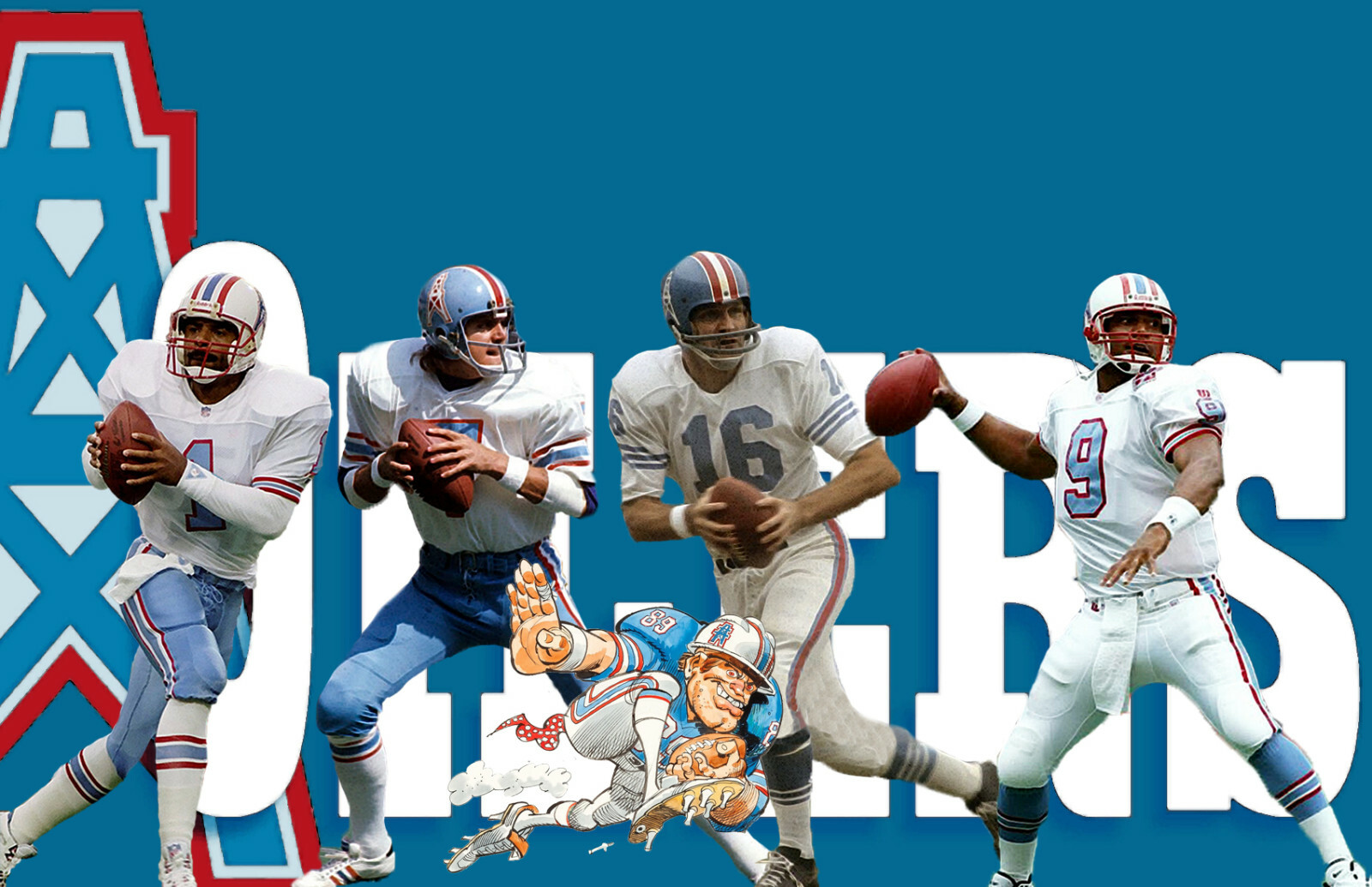 Houston Oilers Lithograph print of Oiler Greatest Quarterbacks 17 x 11 ...