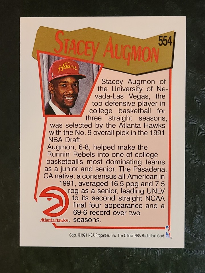 1991-92 NBA Hoops #554 Stacey Augmon RC Rookie Basketball Card | eBay
