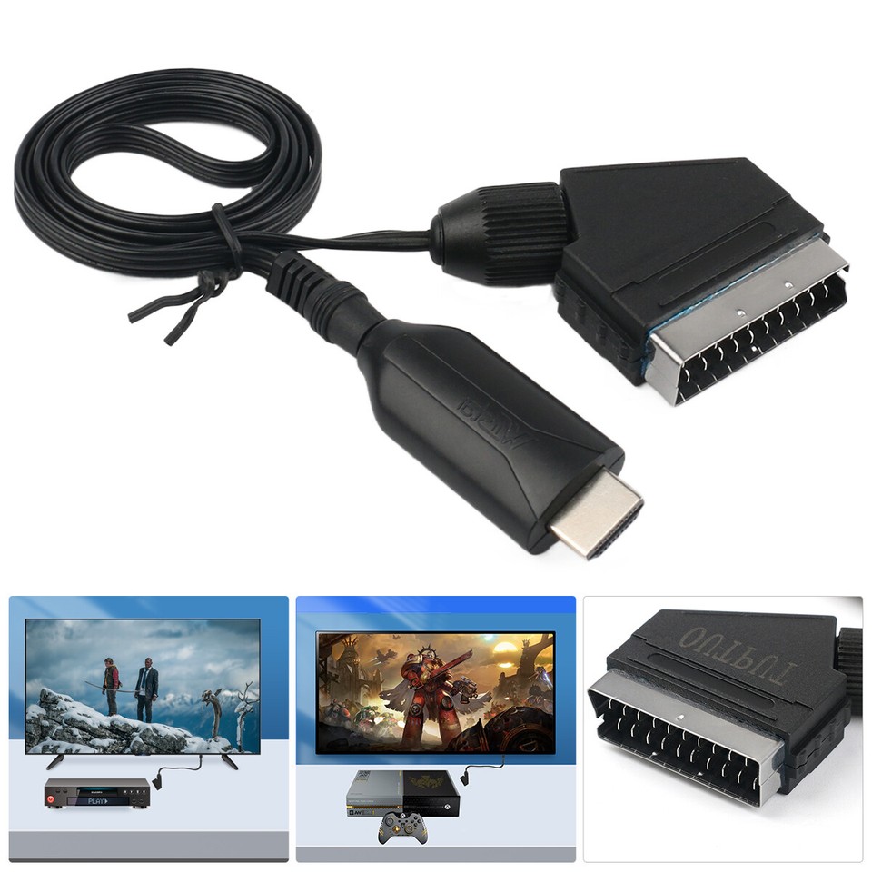 SCART to HDMI Converter Cable SCART > HDMI OLD DVD TO HD TV Video ...