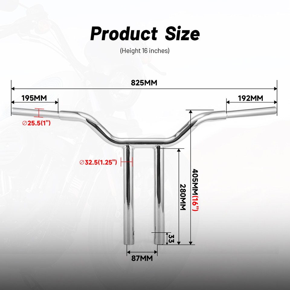 MX T Bars 10" 12" 14" 16" Rise Handlebar For Harley Dyna Softail ...