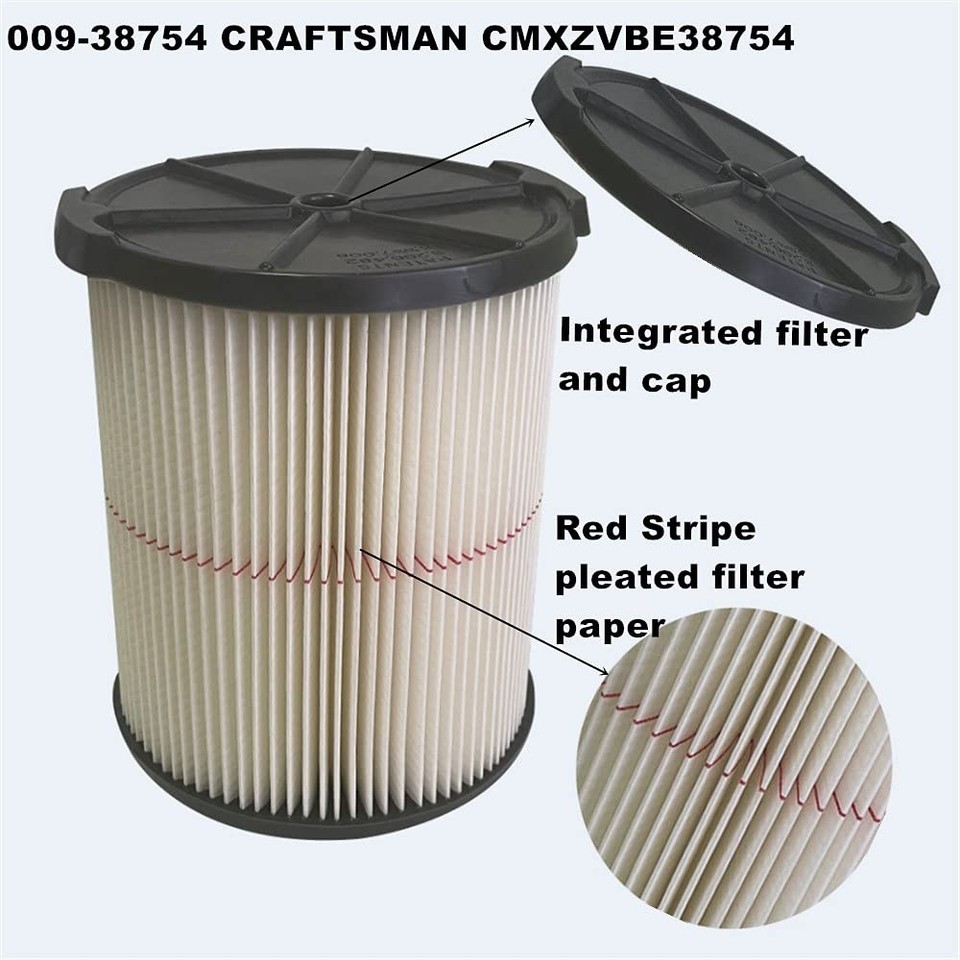 yamoutai 38754 Cartridge vacuum filter white pleated paper and Red ...