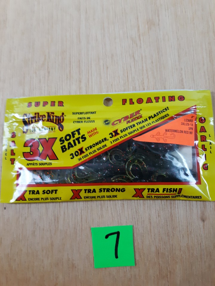 Strike King 3X Super Floating 6" Lizard 5 Count PaK. 8 Colors Garlic ...