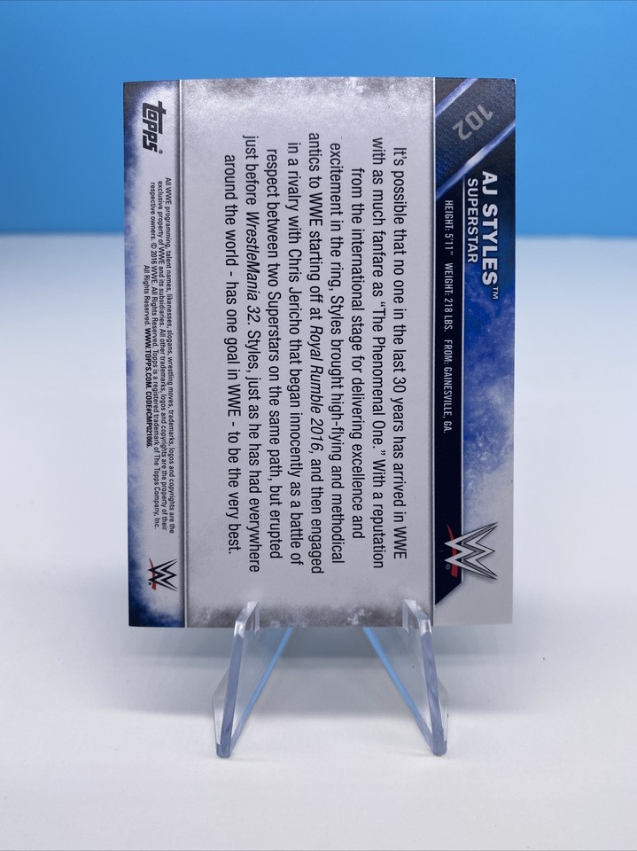 2016 Topps WWE Wrestling RC Rookie Card A J Styles #102 | eBay