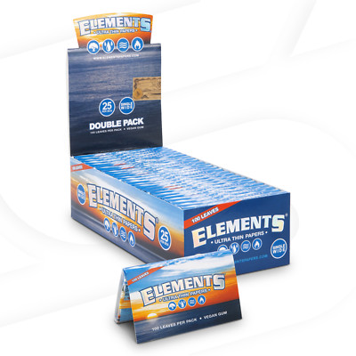 Elements Single Wide Rolling Papers | 100 leaves per pack | Full Box 25 ...