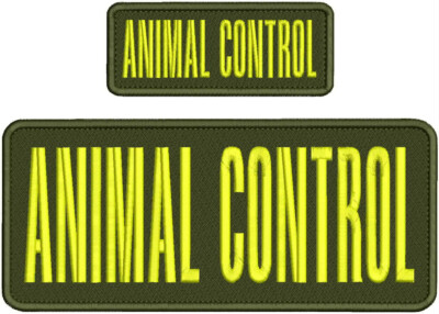ANIMAL CONTROL EMB PATCH 4x10 & 2X5 VELCR@ ON BACK YELLOW ON OD GREEN ...