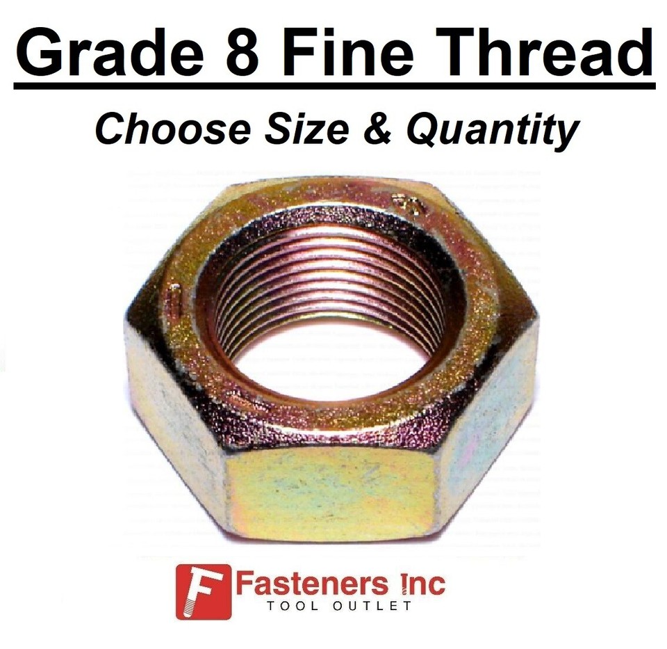 Zinc Plated Grade 8 Steel Hex Nuts Yellow Finished Nuts - 1/4" to 2-1/2 ...