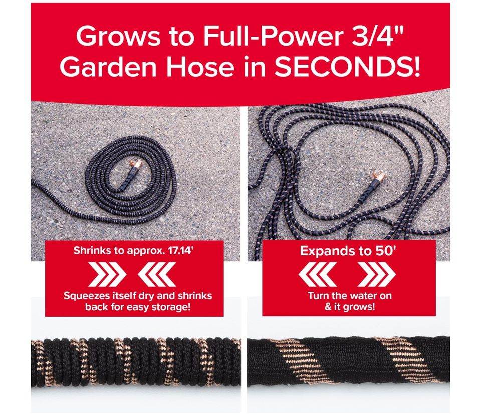 Copper Bullet 50 ft. Expanding Garden Hose, 10-Pattern Spray Nozzle ...