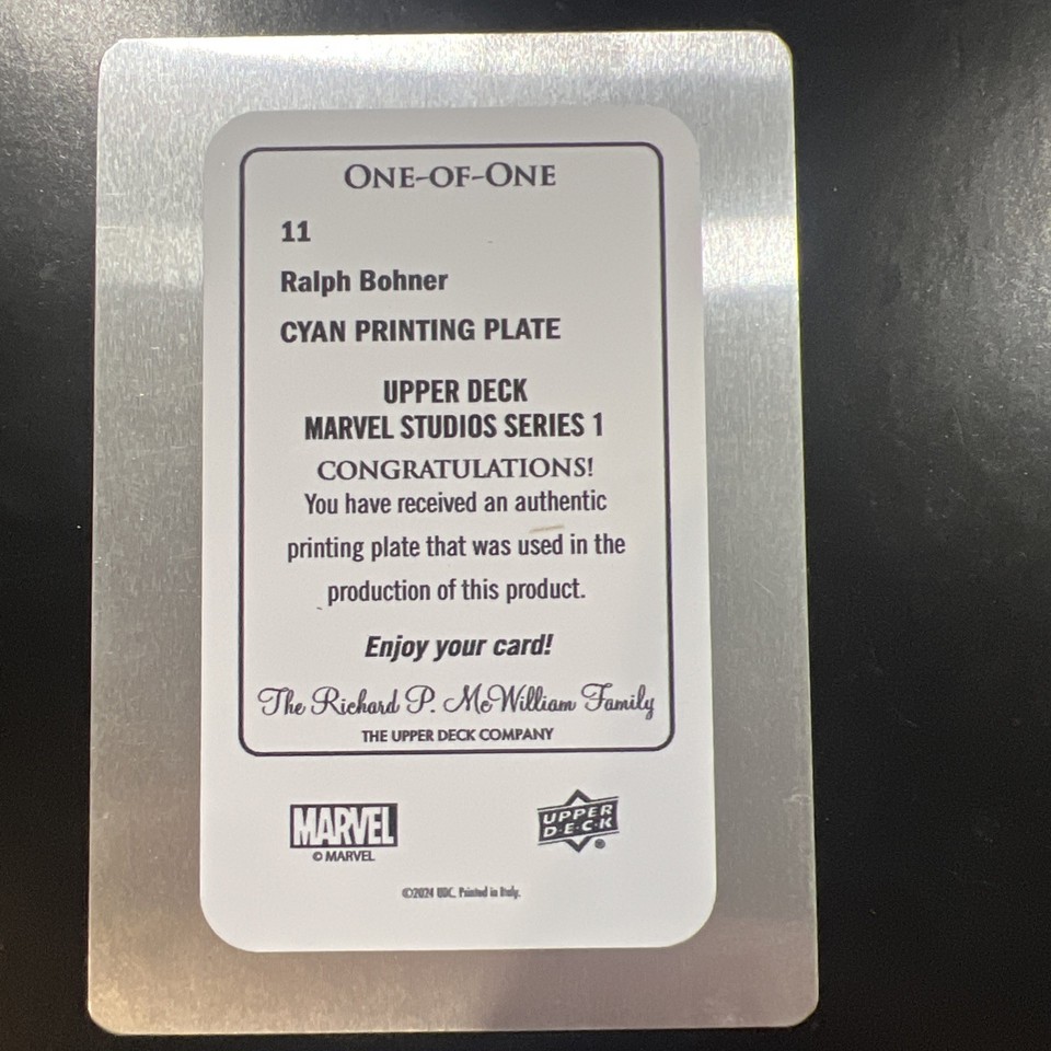 2024 Marvel Series 1 Evan Peters Ralph Bohner 1/1 Cyan Printing Plate ...