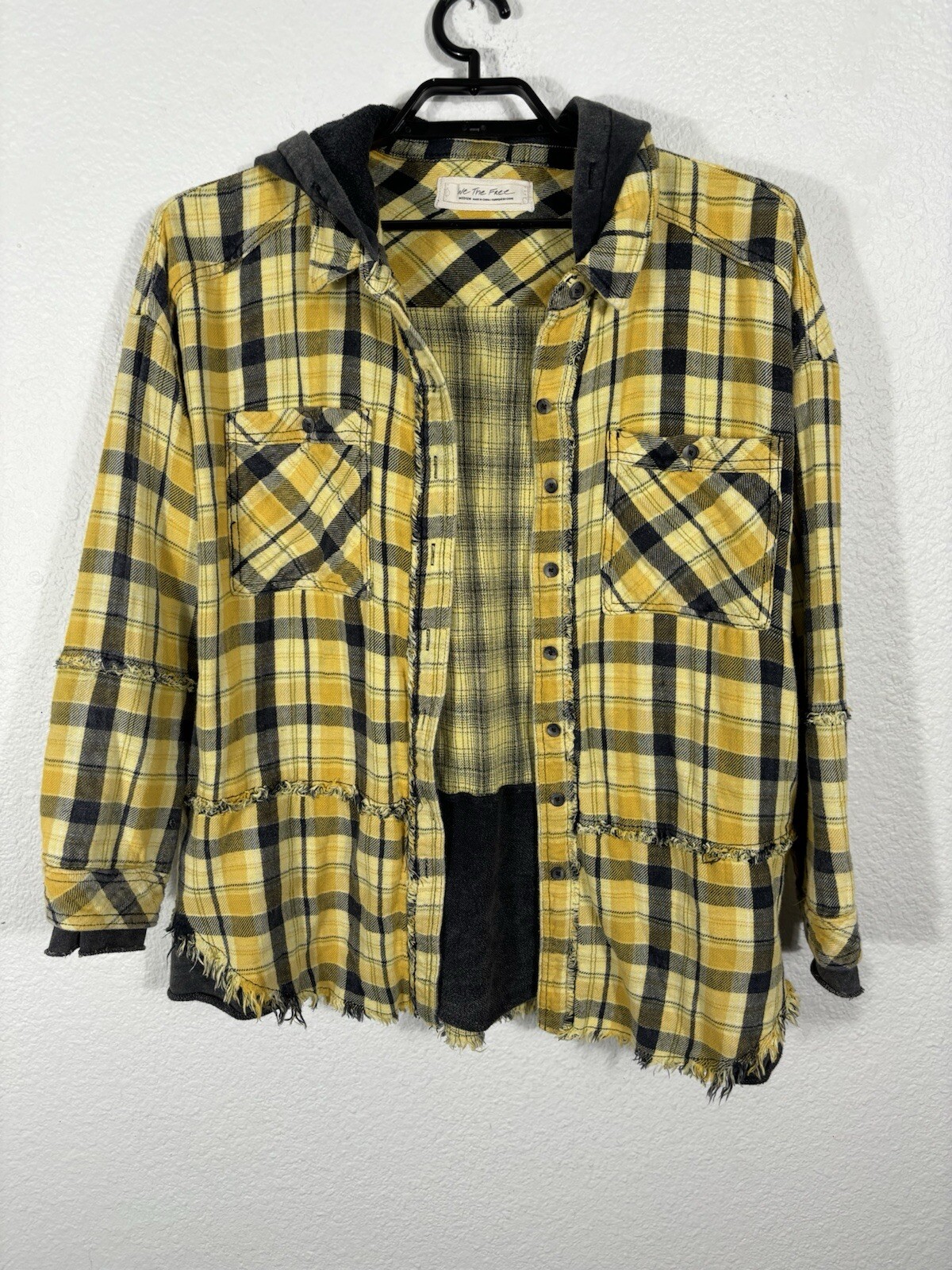 Free People Calico Basin Shacket Womens Medium Plaid Hooded Flannel ...