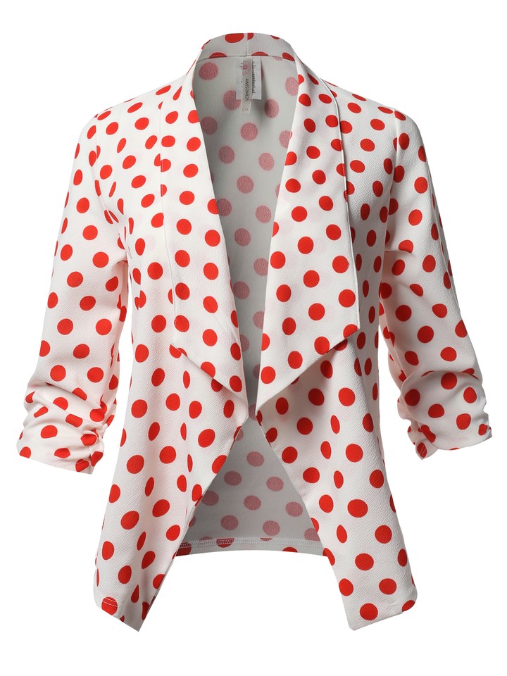 FashionOutfit Women's Solid/Print Stretch 3/4 Gathered Sleeve Open ...