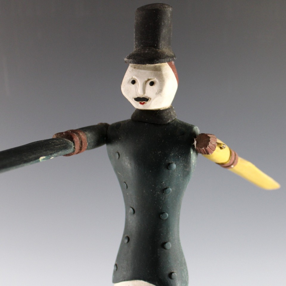 Vintage Man Whirligig Wood Folk Art Artist Signed Primitive Outsider ...