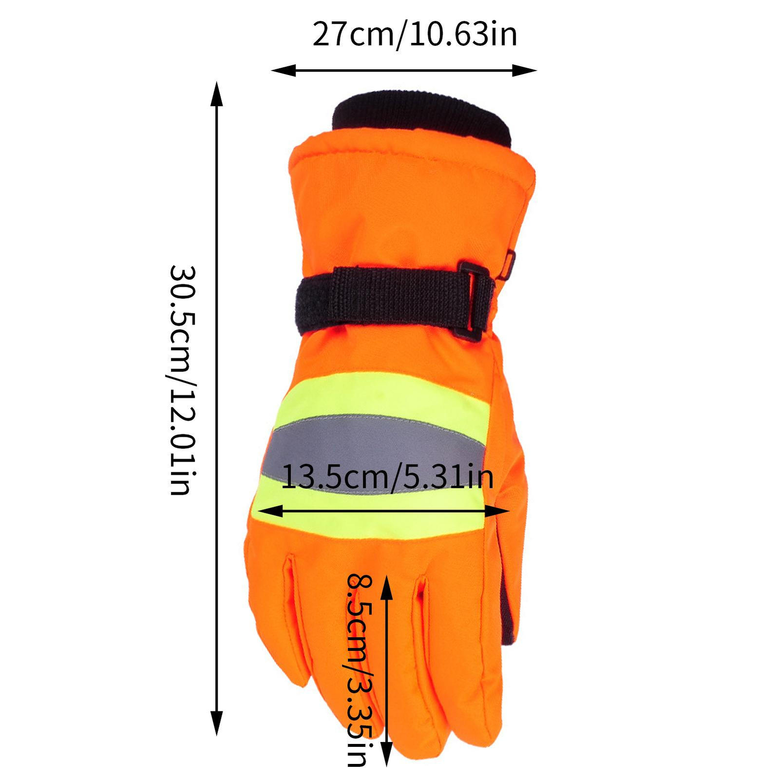 Mens Winter Thermal Warm Gloves Orange Reflective Ski Snowboarding Work ...