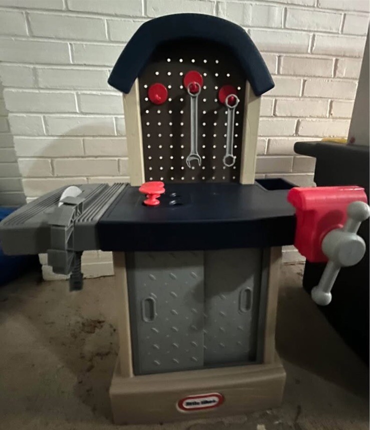 Vintage Child Size Little Tikes Workshop Work Bench W/ Tools & Screws ...