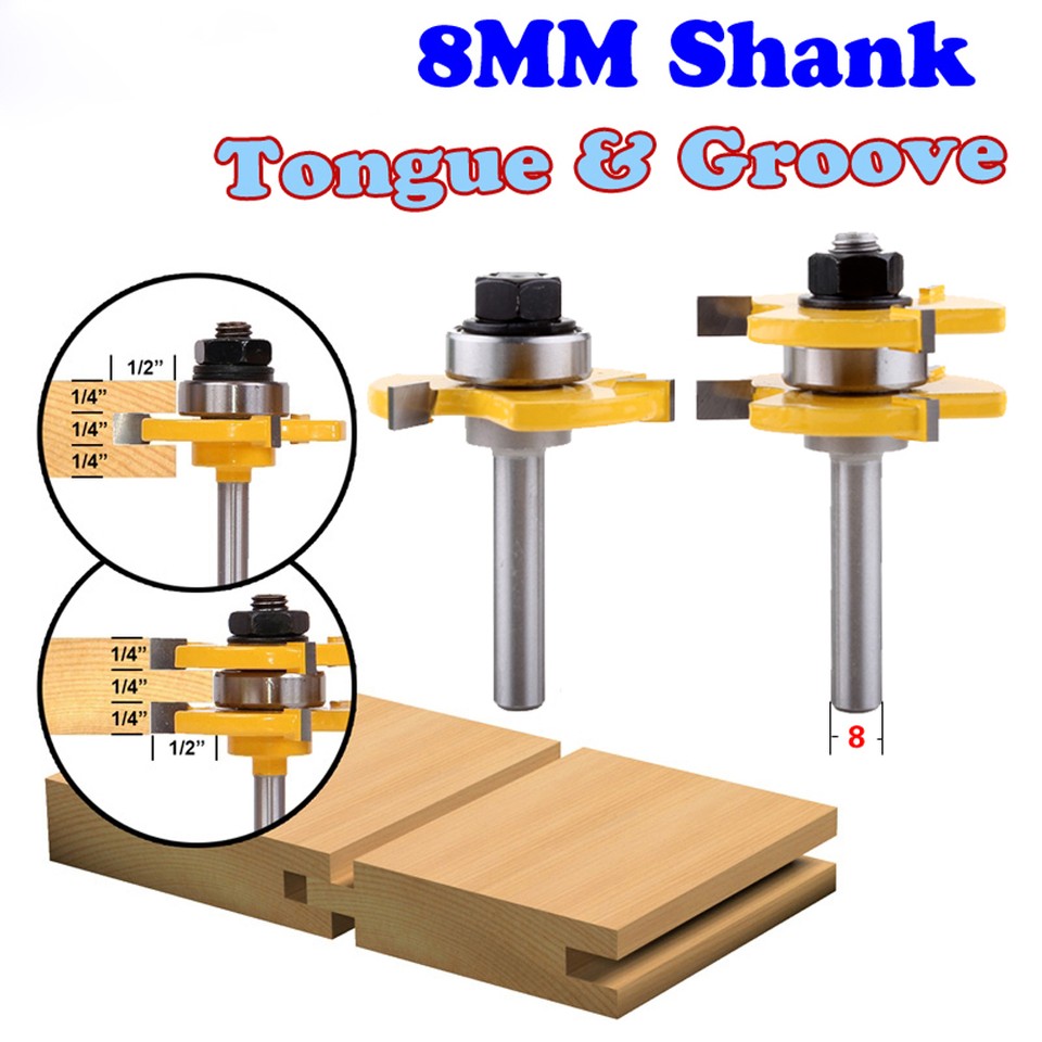 Matched Tongue and Groove Router Bit Set 8MM Shank | eBay
