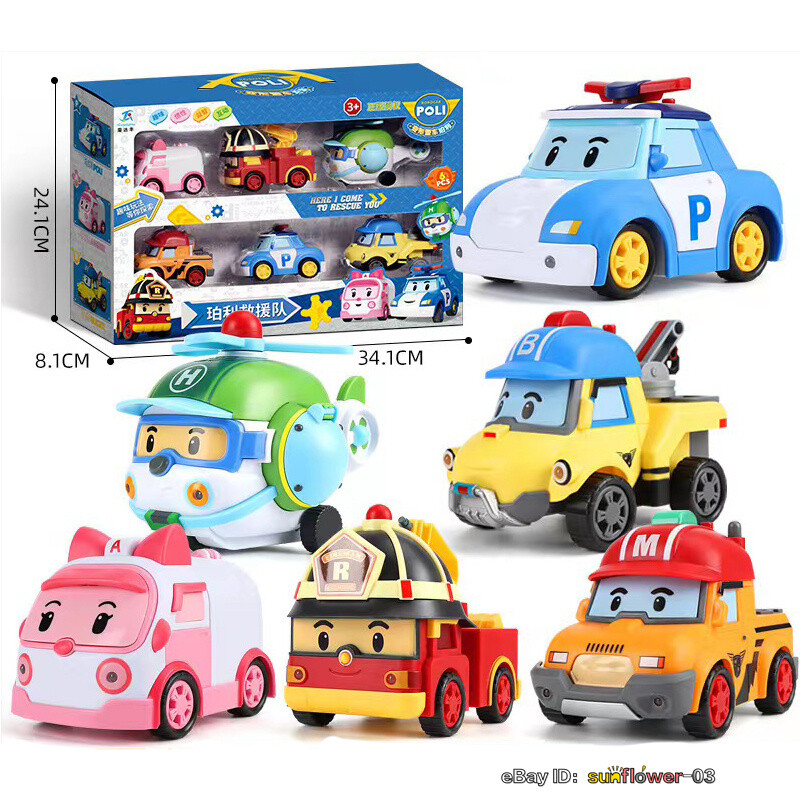 Robocar POLI AMBER ROY HELLY MARK BUCKY Pull-Back Vehicle Mini Car Toy ...