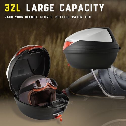 Motorcycle Top Box Bike Scooter Moped Travel Storage Lockable Helmet ...