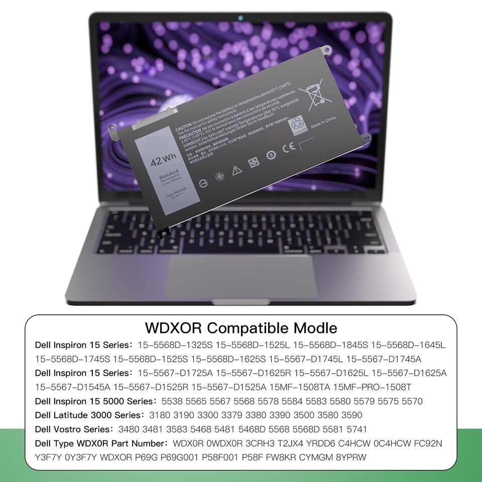 WDX0R BATTEY FOR DELL Inspiron 5570 P75F001,7560 7572 Latitude 3480 ...