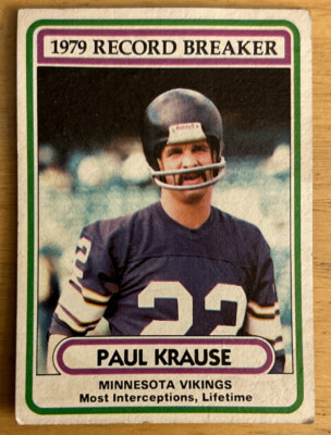 1980 Topps Paul Krause Record Breaker Football Card #4 Vikings Low ...