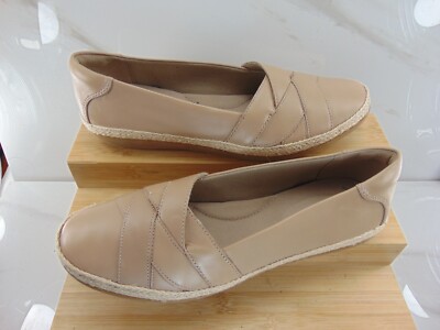 CLARKS COLLECTION (NEW WITH TAGS) BEIGE LEATHER ESPADRILLE FLAT 9 M ...