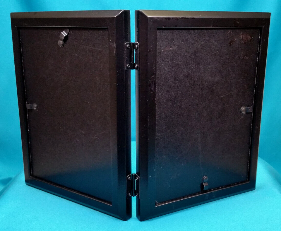 AARON BROTHERS 5 x 7 Double Photo Frame Hinged Folding Glass & Wood ...