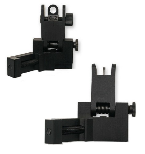 Flip Up Iron Sights Set 45 Degree Angle Offset BUIS, Black Aluminum USA ...