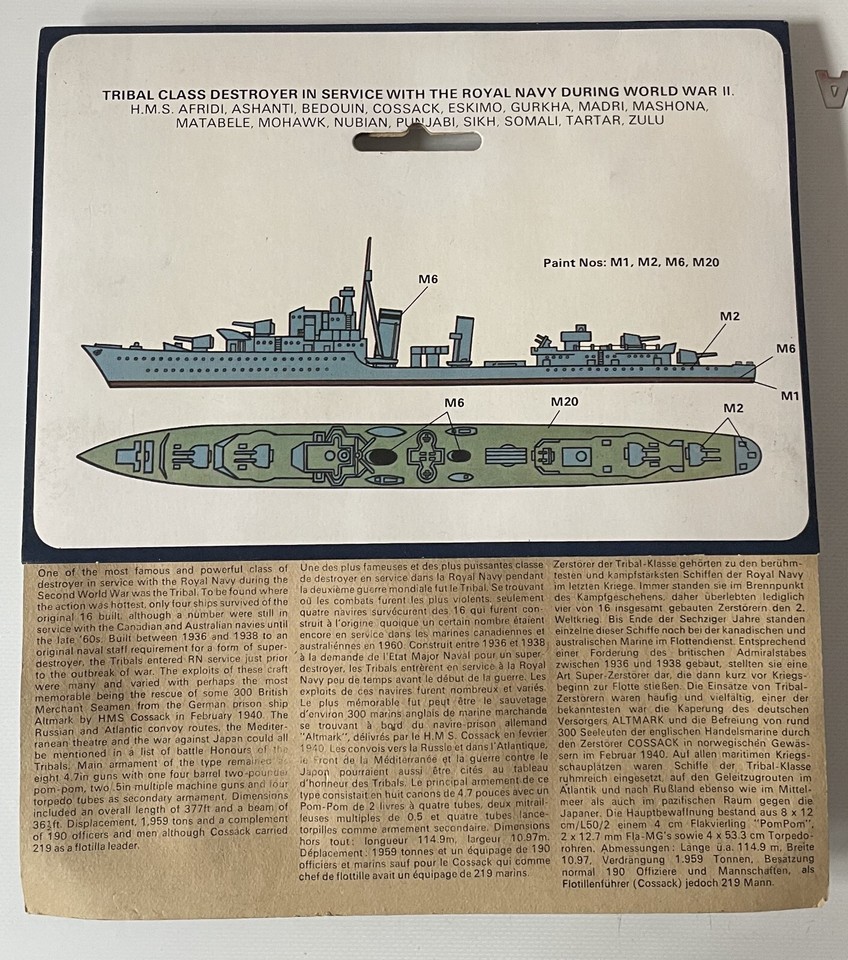 Airfix 01801-8 - 2 * Tribal Class Destroyers 1:1200 Water Line Clip ...