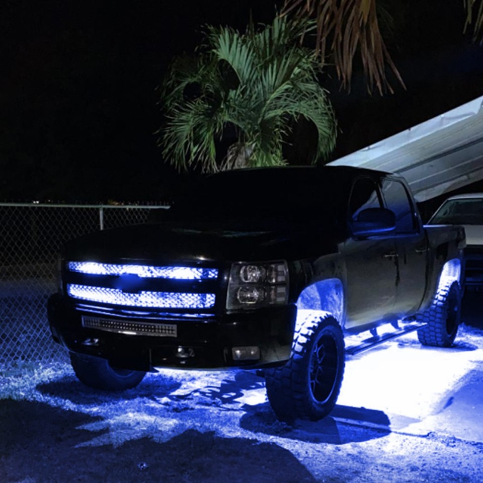 4pcs Blue LED Rock For Lights Jeep Offroad Boat Truck UTV ATV Underbody ...