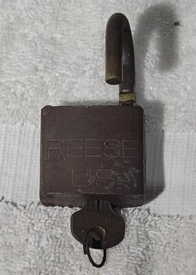 REESE Brass Toned Metal Padlock Lock WORKING W KEY Made in the USA | eBay