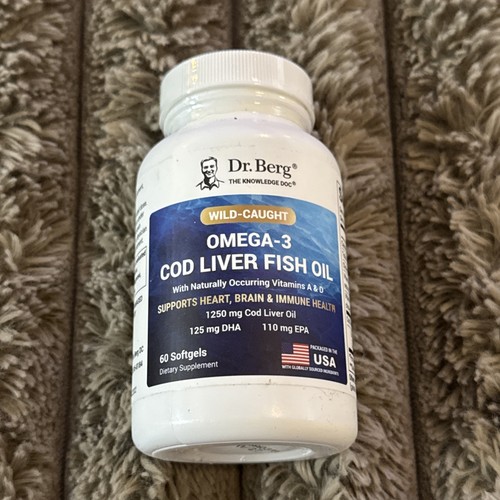 Dr. Berg Omega-3 Cod Liver Fish Oil 60 softgels **NEW SEALED** Exp 11/ ...