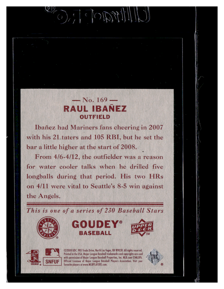 2008 Upper Deck Goudey Mini Red Backs #169 Raul Ibanez | eBay