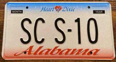SC S-10 Super Charged S10 Vanity License Plate South Carolina Alabama ...