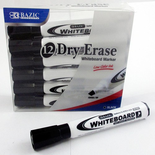 24 Dry Erase Markers Chisel Point Black Pens Low Odor | eBay