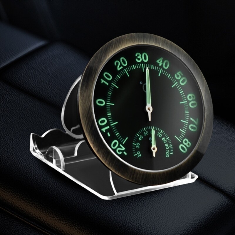 Portable Car Thermometer Hygrometer Luminous Car Thermometer with ...