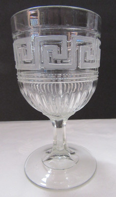 EAPG Greek (Roman) Key Wine Goblet Frosted Flint Glass circa 1880 | eBay