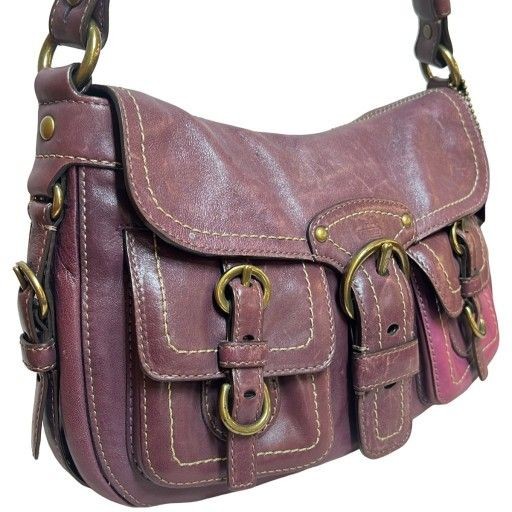 COACH Shoulder bag Purple Leather Legacy Double Pocket Women From Japan ...