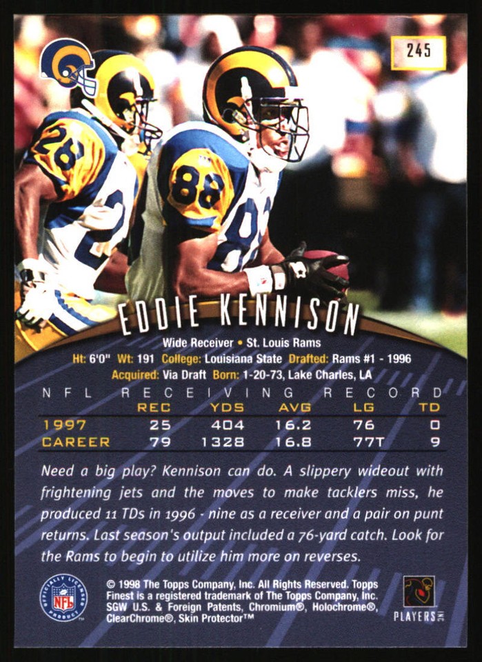 1998 Topps Finest #245 Eddie Kennison St. Louis Rams | eBay