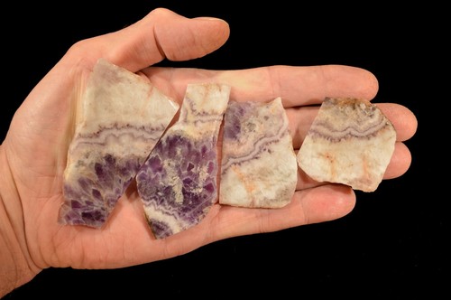 CHEVRON AMETHYST Slabs 2" 4 Pcs Lapidary Cabbing Slice Rock Raw Mineral ...