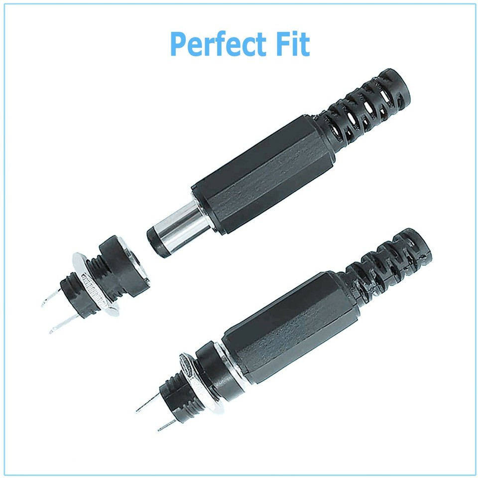 10PC Male Barrel Jack Plug Female Socket Panel Mount DC 12V Power ...