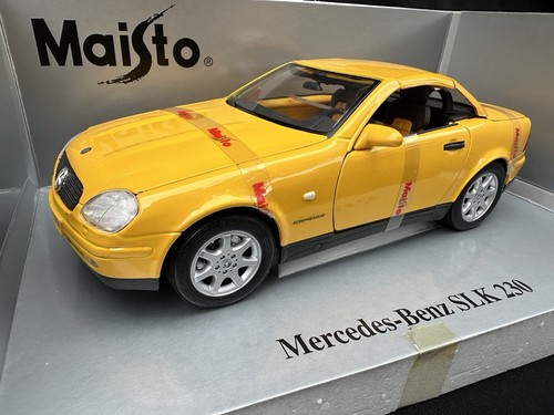NIB MAISTO DIECAST 1:18 1998 Mercedes Benz SLK 230 Yellow W/Folding ...