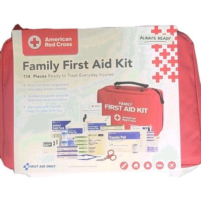 American Red Cross Family First Aid Kit 114 Pieces Portable Red Bag | eBay