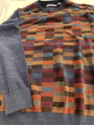Alex Cannon Multicolored Patchwork Block Sweater Mens Size XL Cotton ...