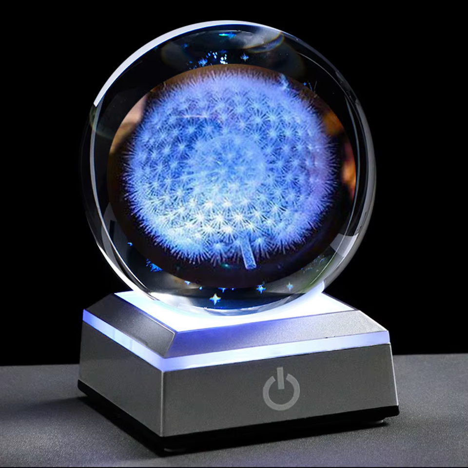 USB Night Light LED Crystal Ball Table Lamp 3D Moon Planet Galaxy Decor ...