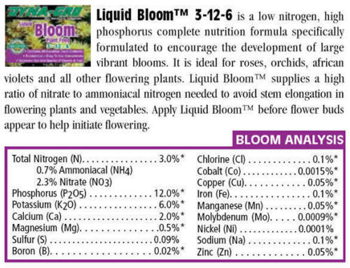 Dyna Gro Bloom 3-12-6 8 oz. Liquid Plant Food Fertilizer Hydroponic ...