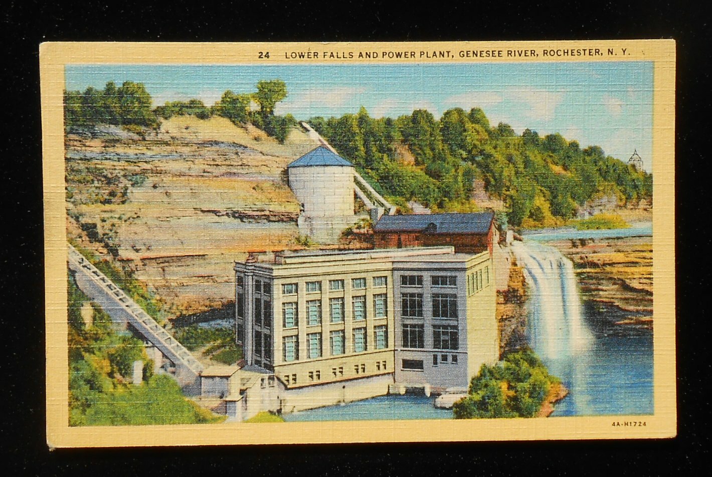 1946 Lower Falls and Power Plant Genesee River Rochester NY Monroe Co ...
